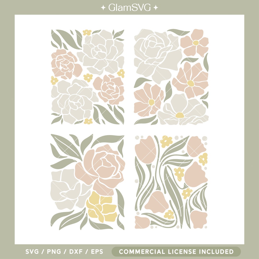 Flowers Danish Pastel SVG Bundle | Spring Home Decor SVG Cut Files for ...