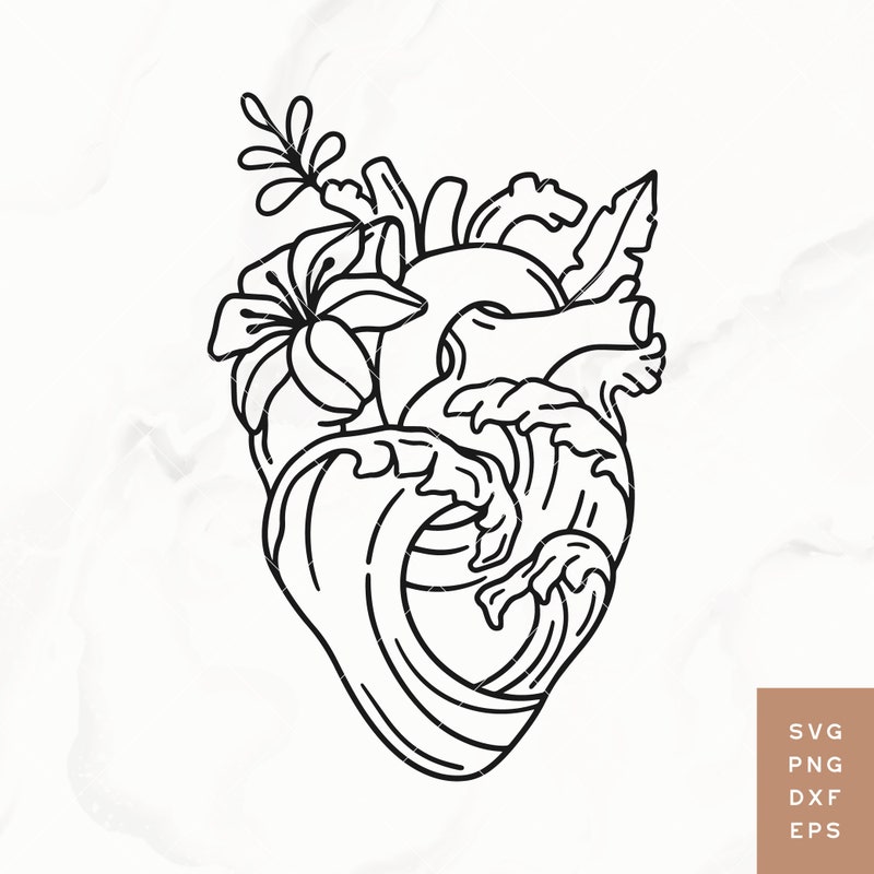 Ocean Anatomical Heart - Etsy