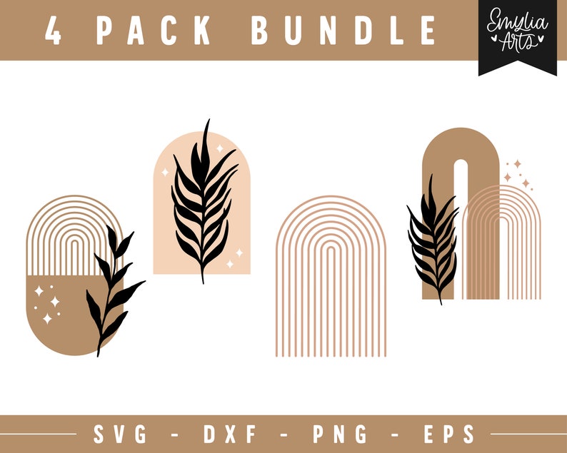 Modern Boho Rainbow SVG Bundle Boho Rainbow SVG Leaves - Etsy
