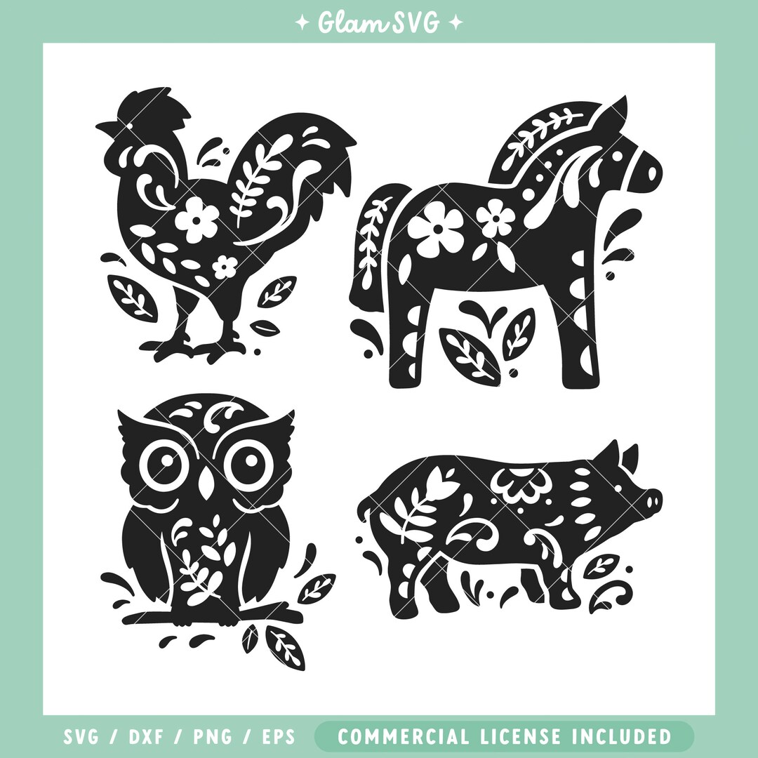 Animals SVG Bundle | Folk Art Animals SVG Cut Files for Cricut ...