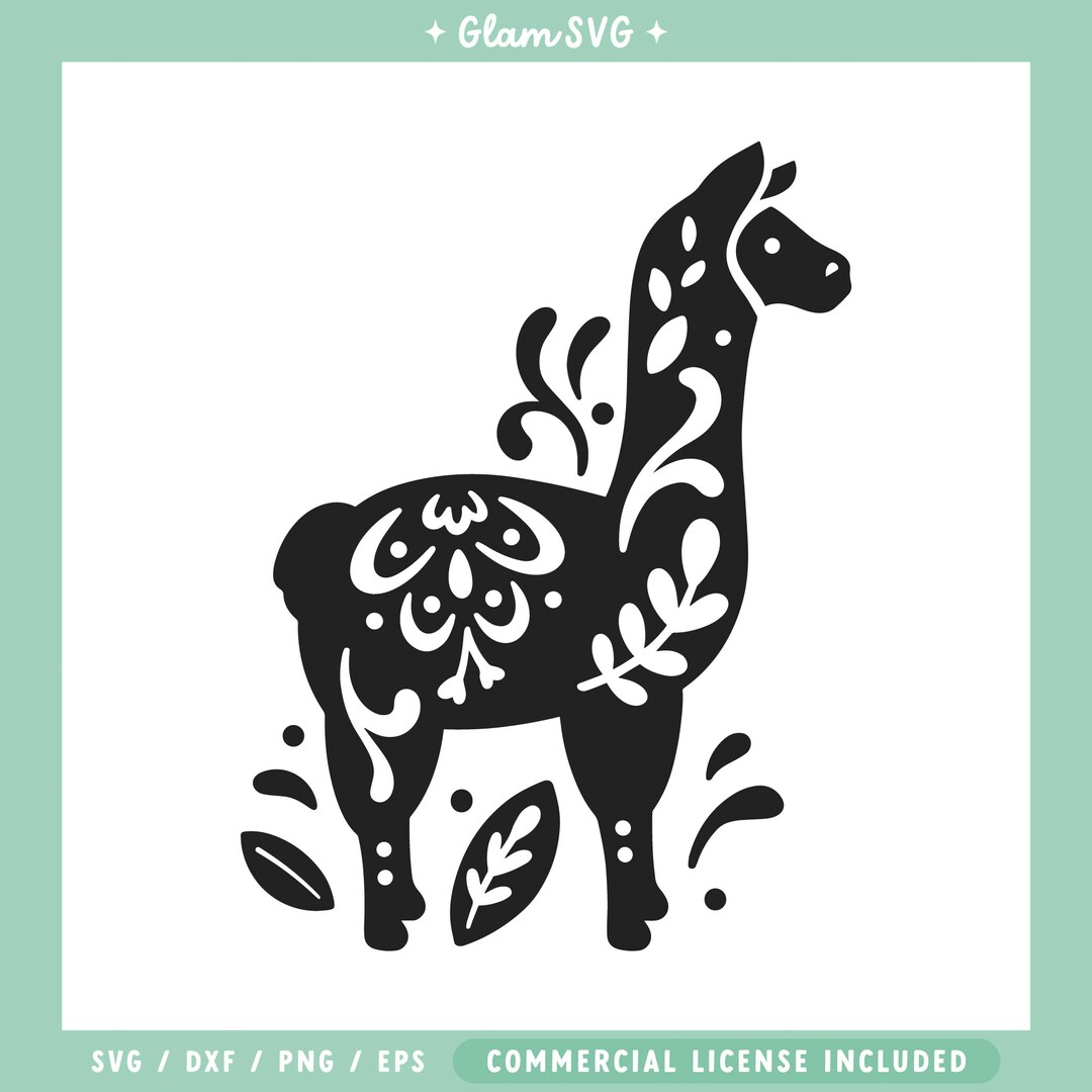 Llama SVG, Folk Art Llama Svg, Alpaca Animal SVG Cut Files for Cricut ...