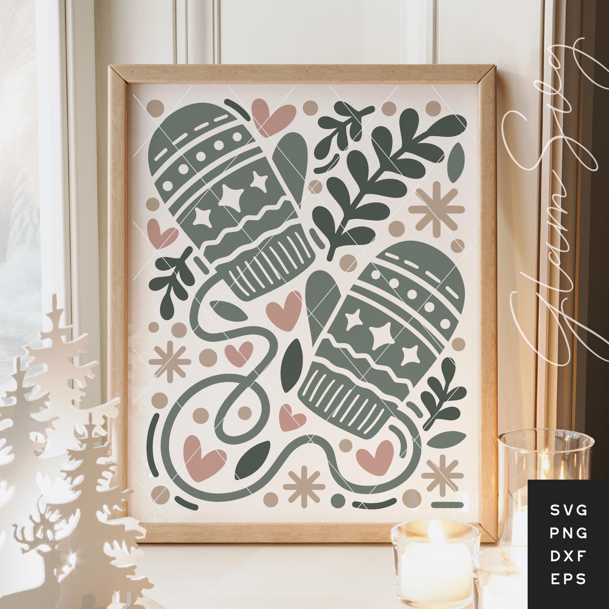 Christmas Mittens SVG | Cozy Winter SVG | Holiday Botanical SVG Cut ...
