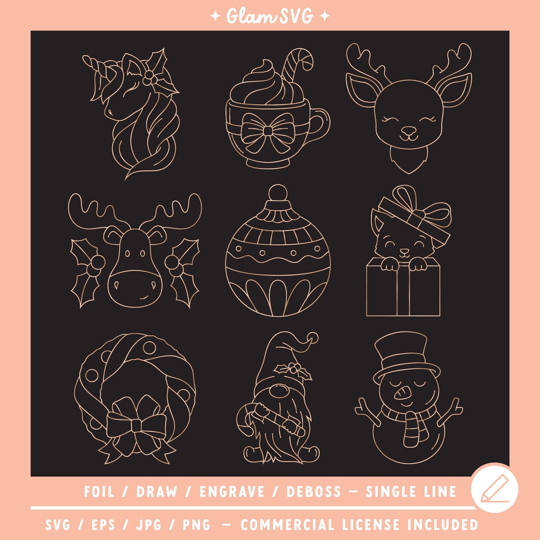 Christmas Single Line SVG Bundle | Foil Quill Christmas Designs | Draw ...