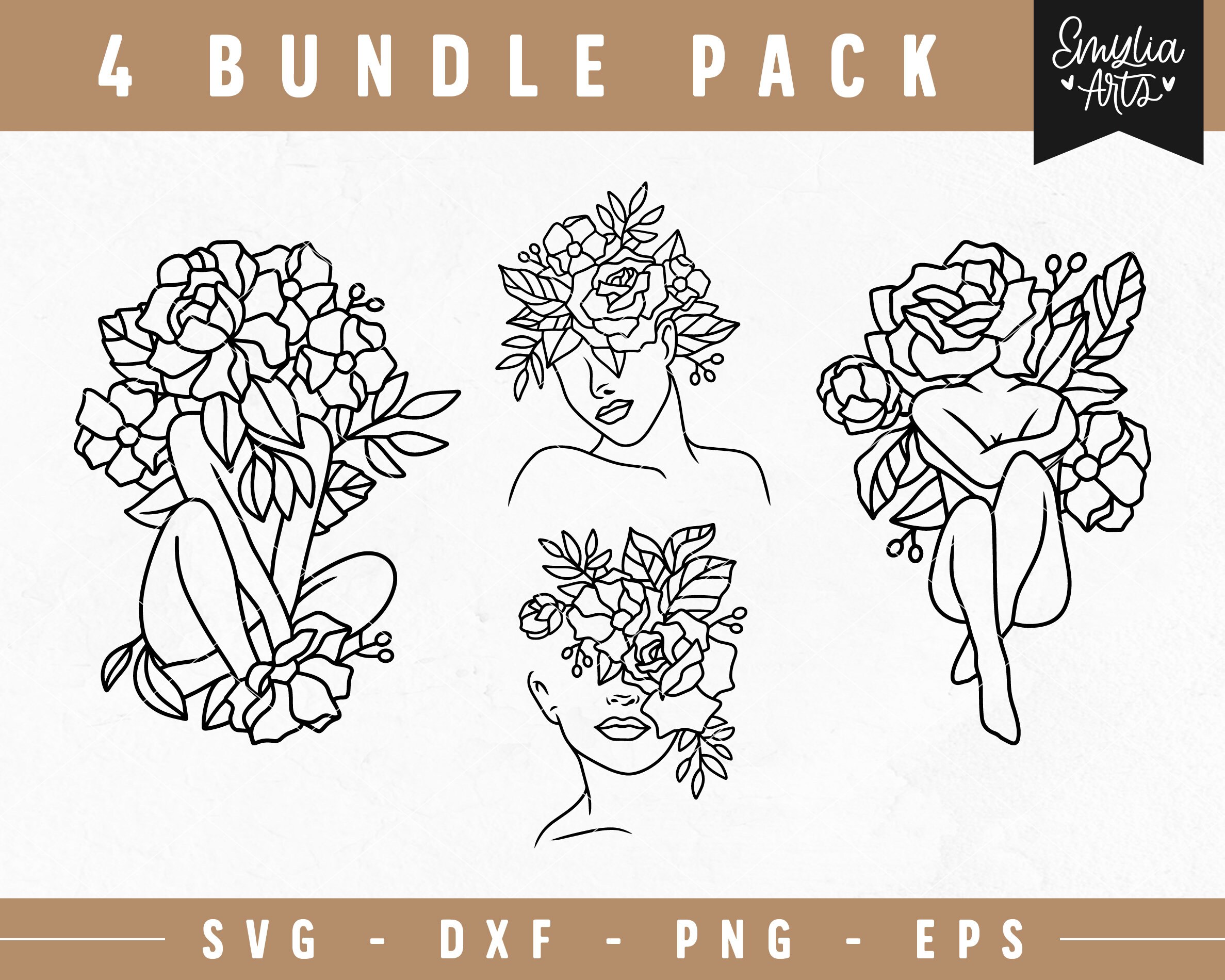 Floral Woman SVG Bundle Woman With Flowers SVG Trending SVG - Etsy