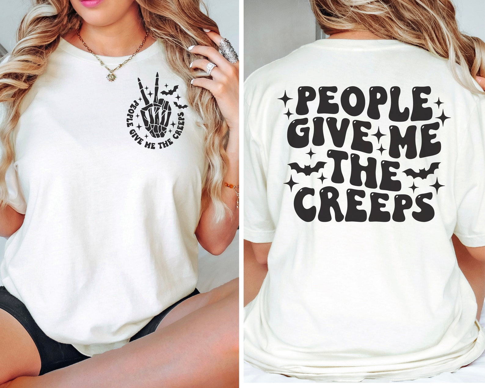 People Give Me the Creeps SVG Skeleton Hand and Bat - Etsy