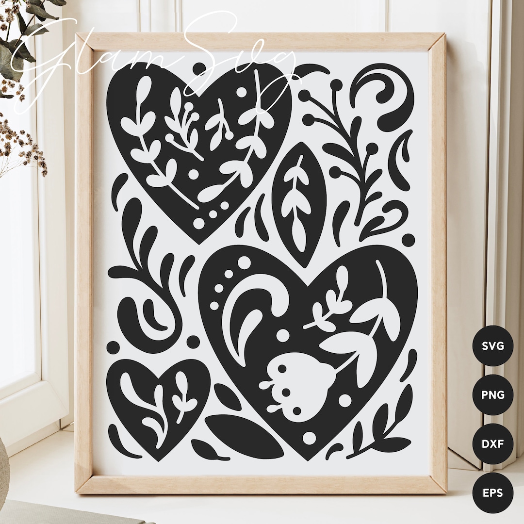 Scandinavian Hearts SVG | Valentine's Day Home Decor SVG Cut Files for ...
