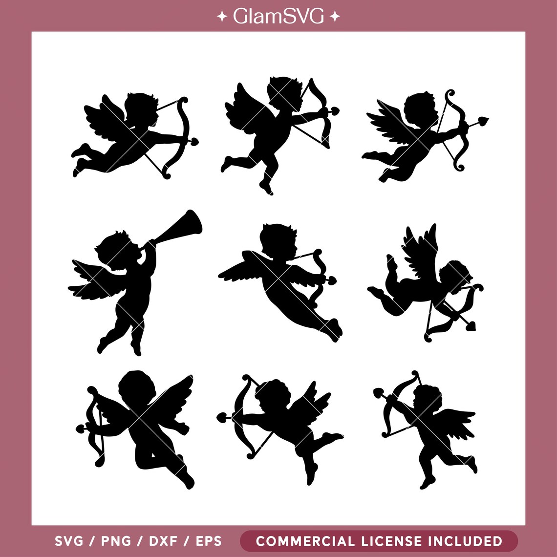 Paquete SVG de Cupido / Silueta de querubín SVG / Archivos de corte SVG ...