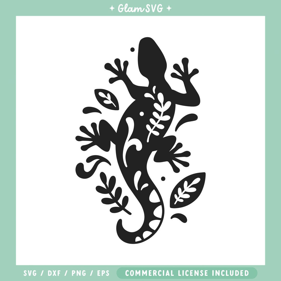 Lizard SVG, Folk Art Gecko Svg, Reptile SVG Cut Files for Cricut ...