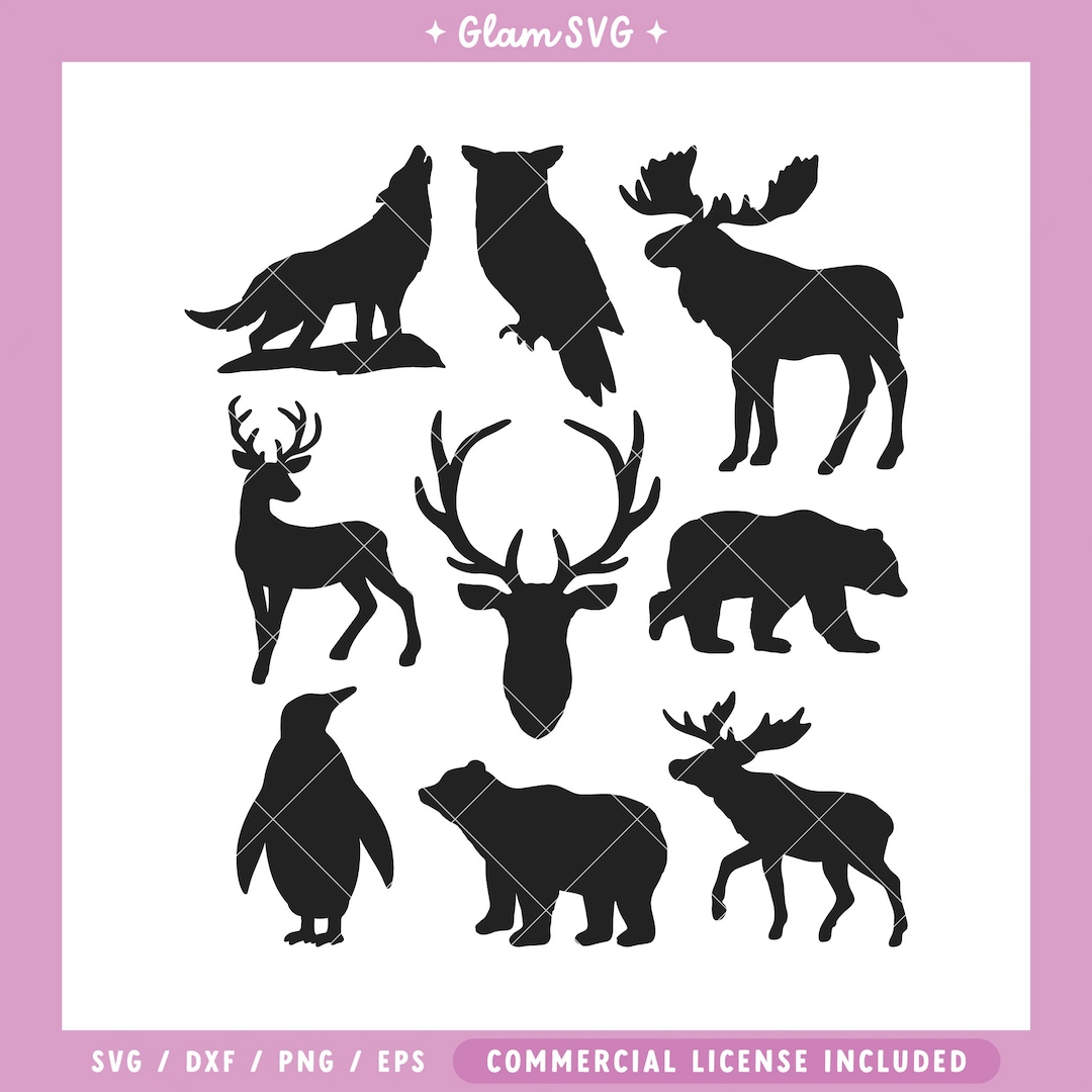 Animal Silhouettes SVG Bundle | Winter Animals SVG Cut Files for Cricut ...