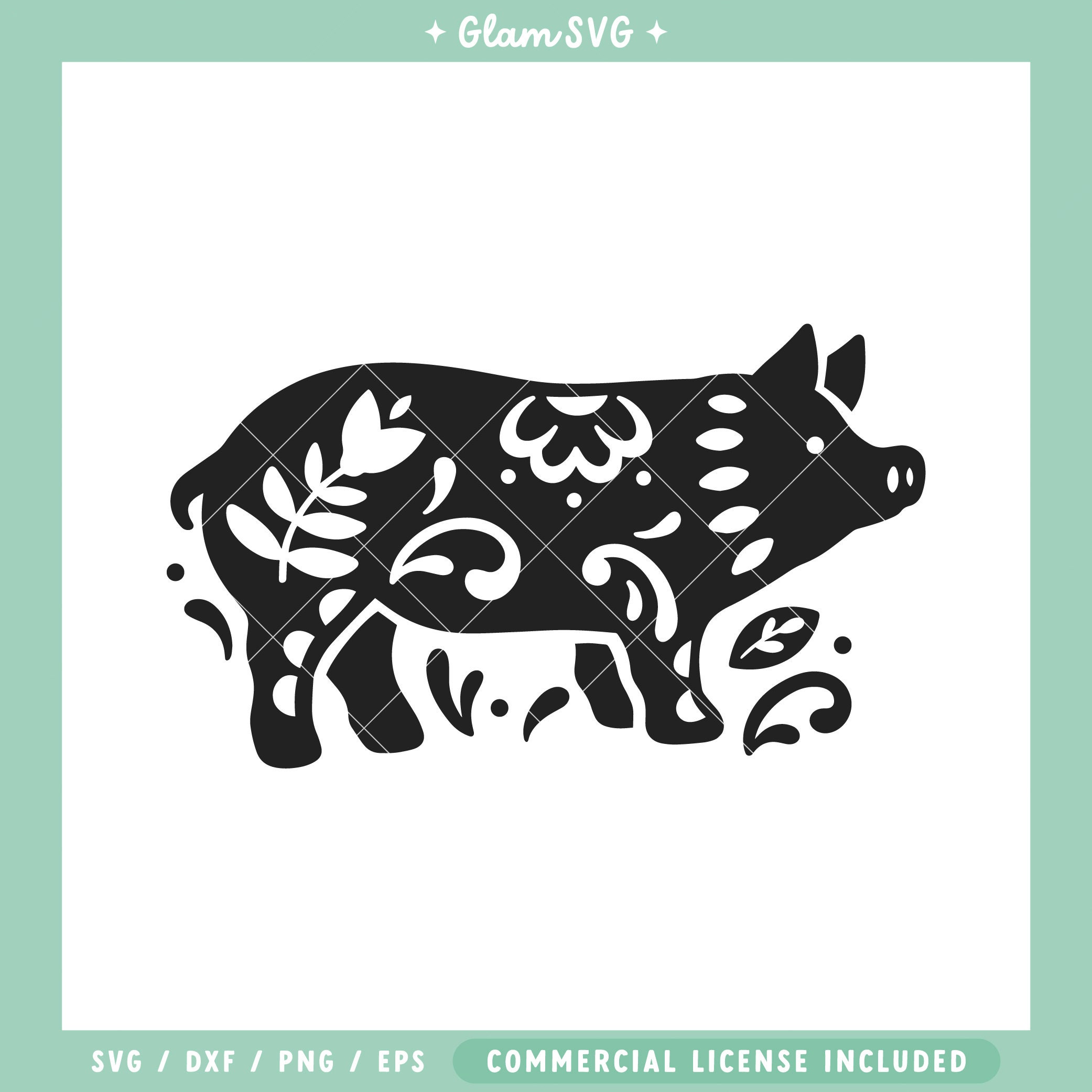 Pig SVG Folk Art Pig Svg Farm Animal SVG Cut Files for - Etsy