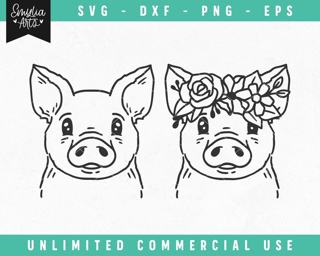 Pig Face SVG Pig With Flower Crown SVG Pig Cut File Pig - Etsy Australia