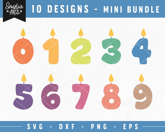 Birthday Candles SVG 0 to 9 Candle Set SVG Celebration SVG - Etsy
