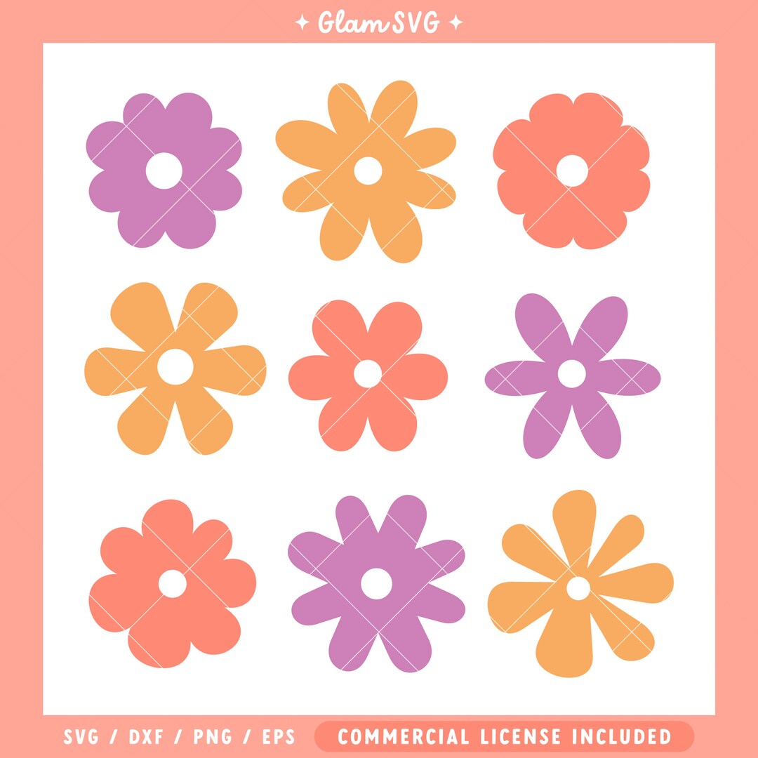 Simple Flowers SVG Bundle | Flowers SVG Cut Files for Cricut | Digital ...