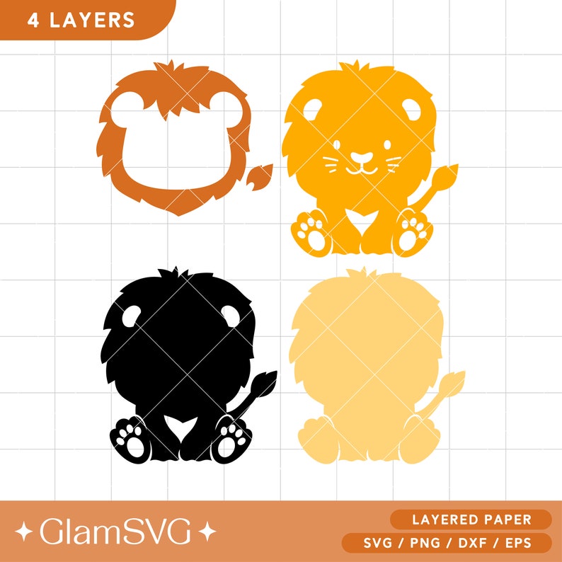 Lion Paper Piecing SVG | Baby Lion Layered Paper SVG | Cardstock ...
