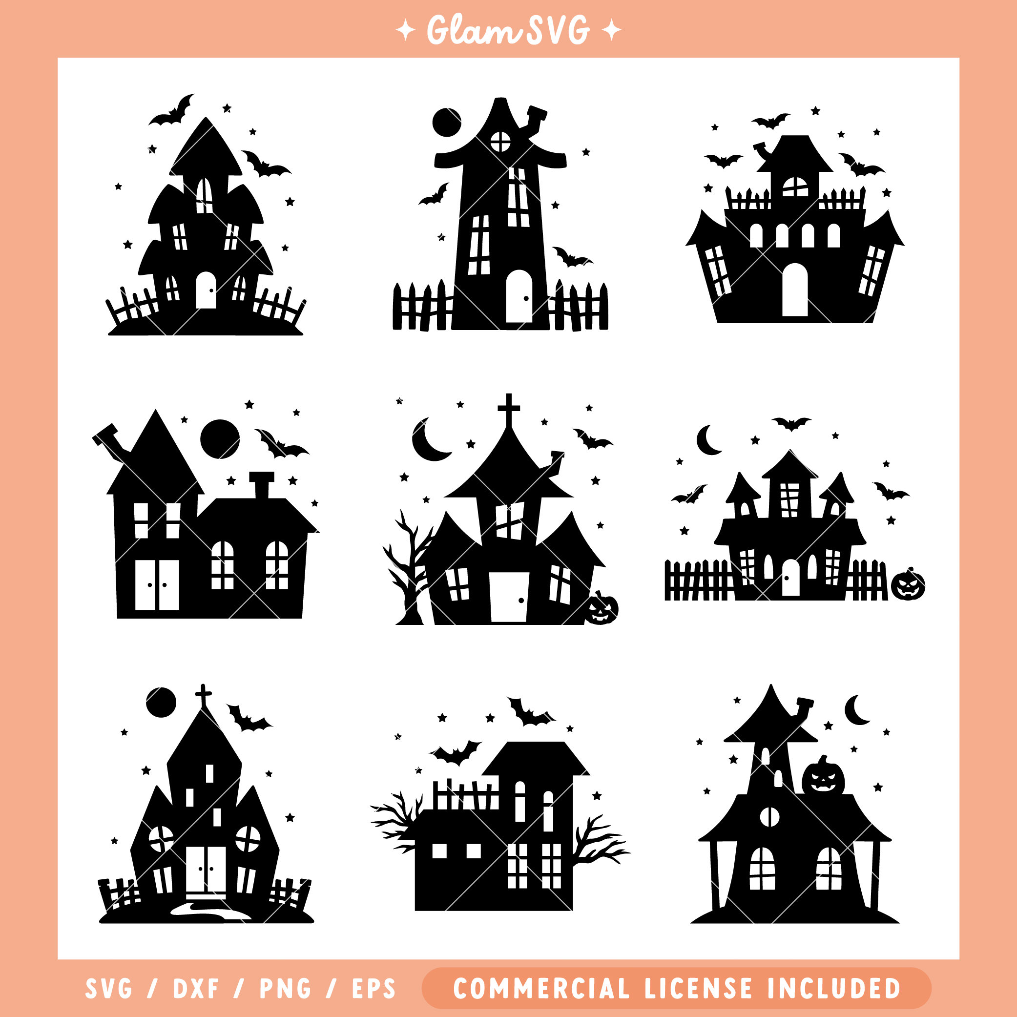 Haunted Houses SVG Bundle Halloween SVG Cut Files for Cricut - Etsy