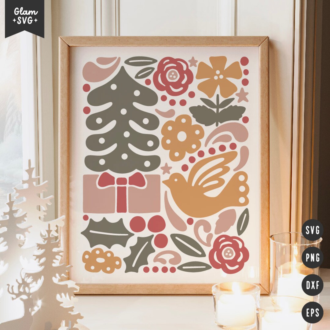 Scandinavian Christmas Danish Pastel SVG | Christmas Tree and Dove Home ...
