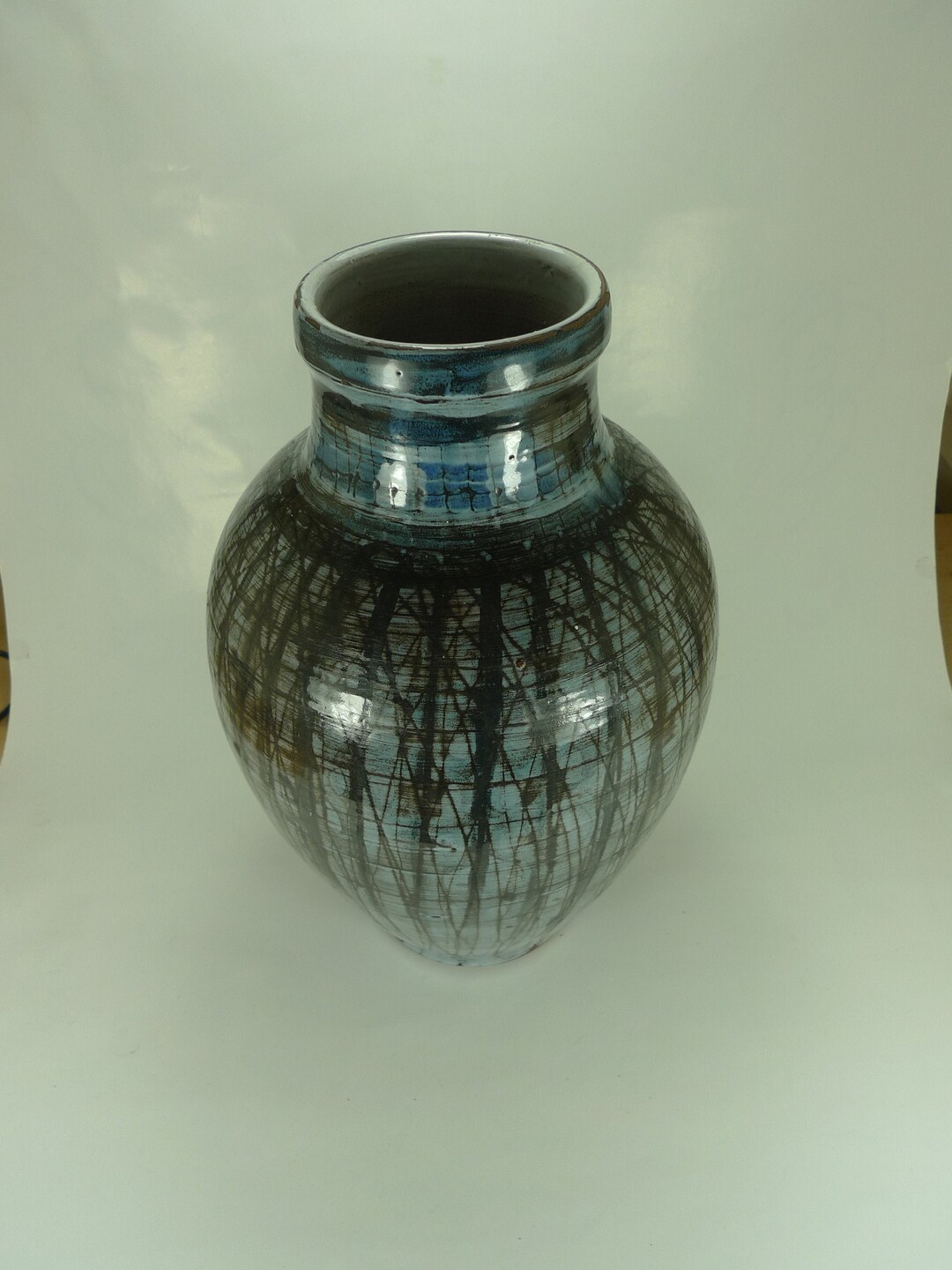 Substantial MCM Studio Vase by Ivor Morgan Sgraffito Design - Etsy