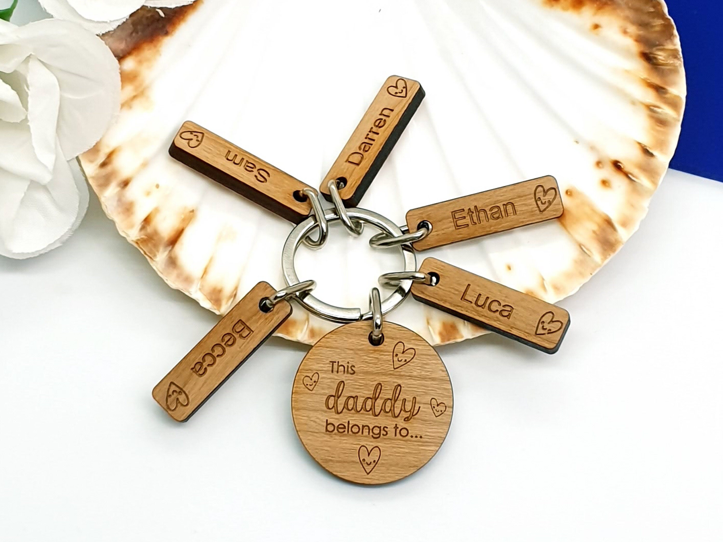 Personalised Dad Keyring Set Engraved This Daddy Belongs To - Etsy UK