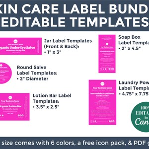11 Neon Skin Care Label Templates editable in Canva DIY - Etsy