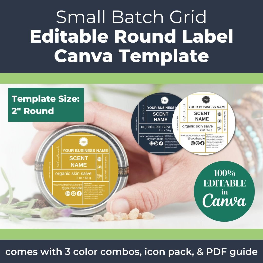 Editable Round Label Template DIY Skin Care Label for Salves and Balms ...