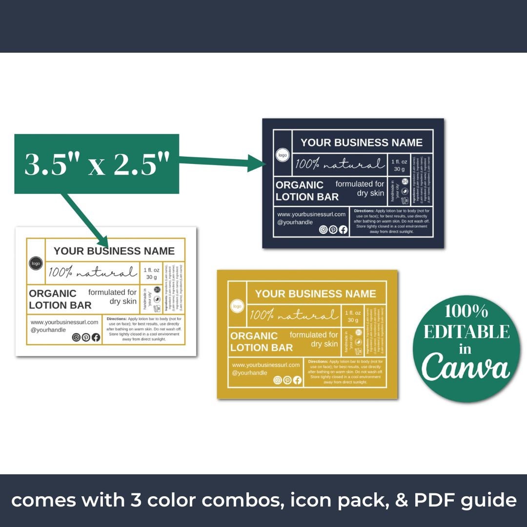Editable Lotion Bar Label Template (small Batch Grid) • 3.5" X 2.5 ...