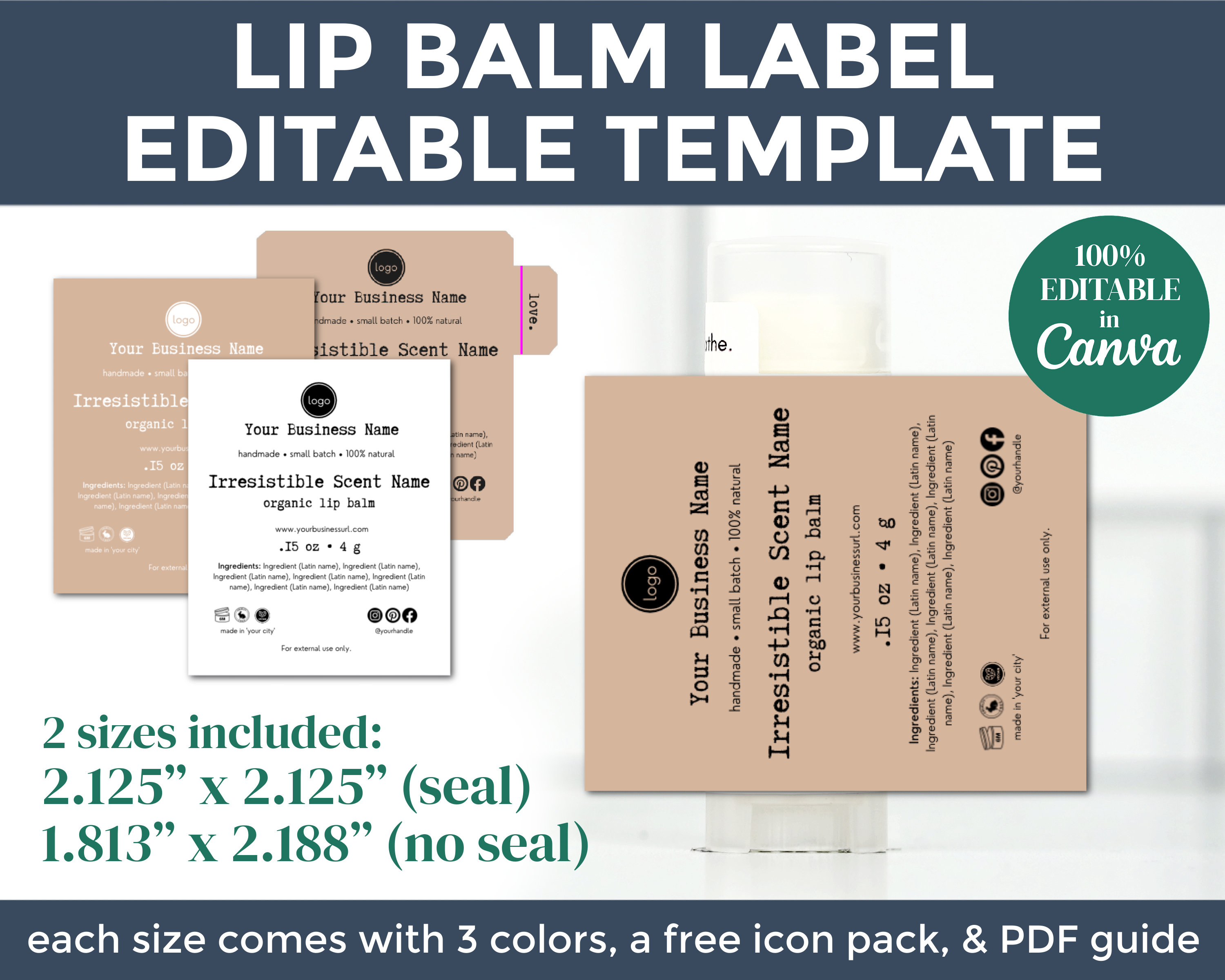 Editable Lip Balm Label Template DIY Skin Care Label With - Etsy UK