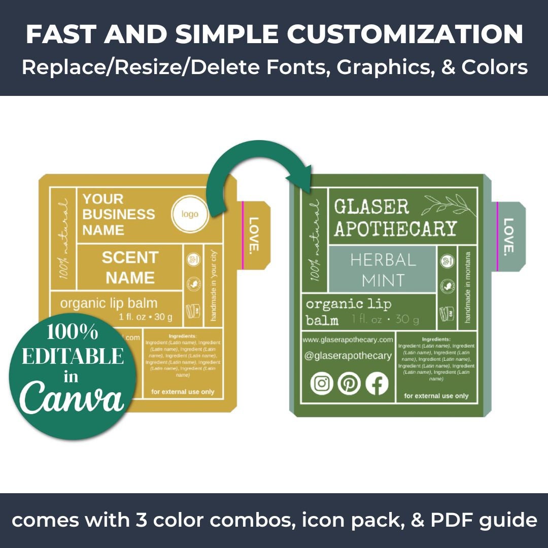 Editable Lip Balm Label Template • DIY Skin Care Label With Grid ...