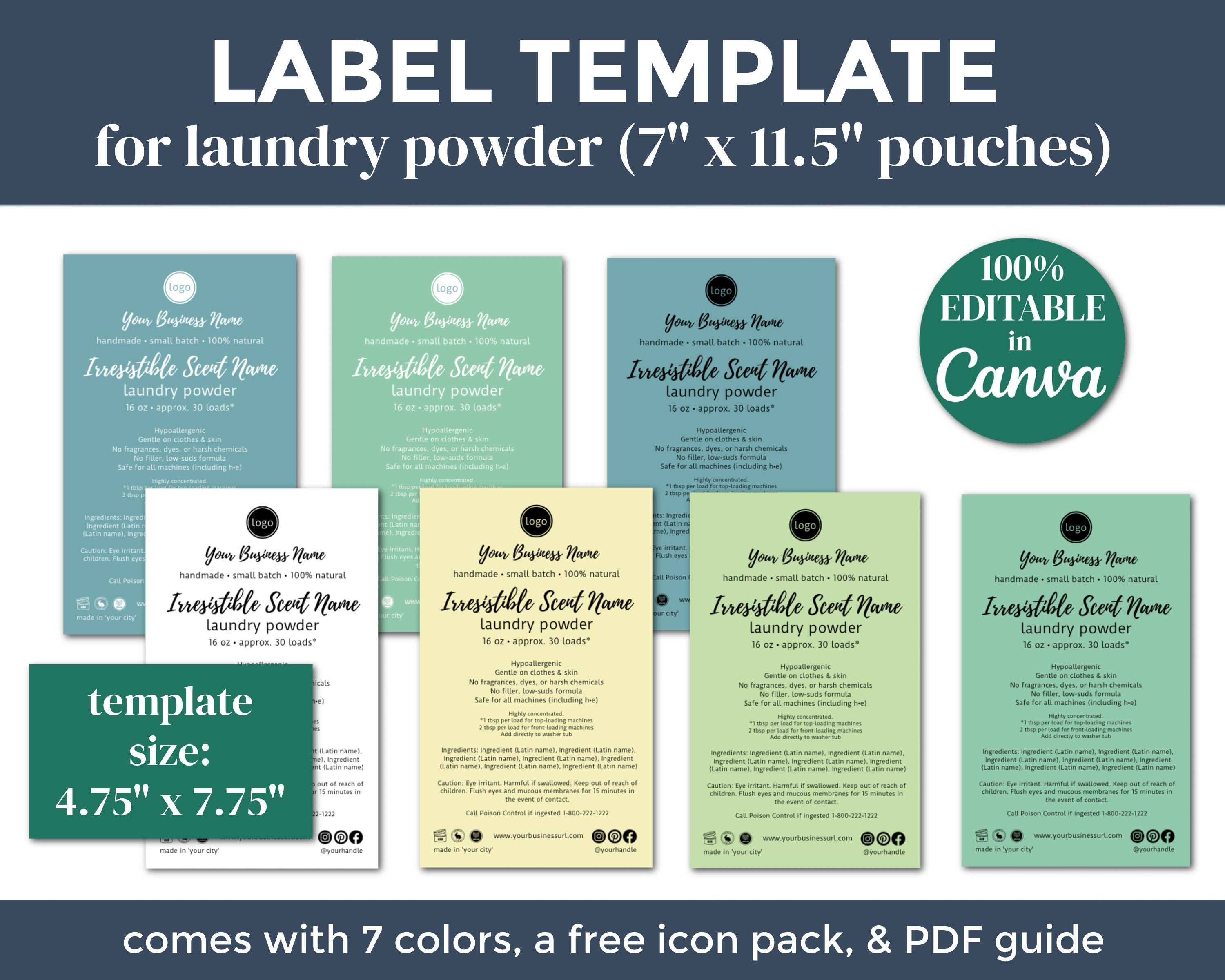 Editable Laundry Powder Label Template for Handmade Businesses - Etsy