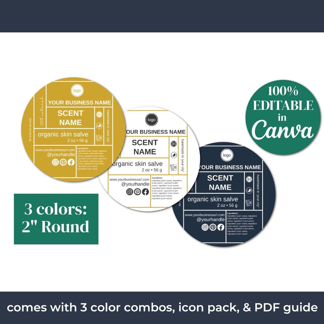 Editable Round Label Template DIY Skin Care Label for Salves and Balms ...