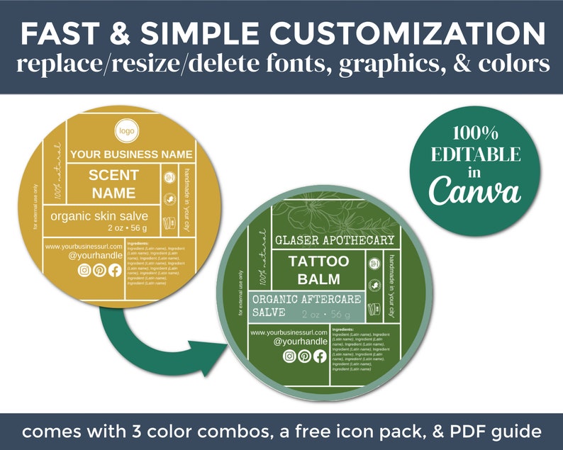 Editable Round Label Template DIY Skin Care Label for Salves and Balms ...