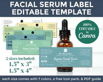 Serum Oil Label Template - Etsy