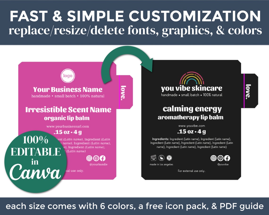 11 Neon Skin Care Label Templates editable in Canva DIY - Etsy