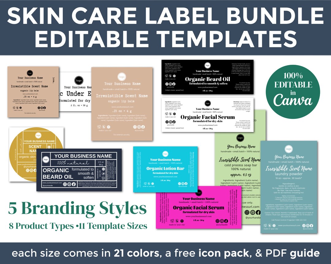 55 Skin Care Label Templates for Handmade Businesses Editable in Canva ...