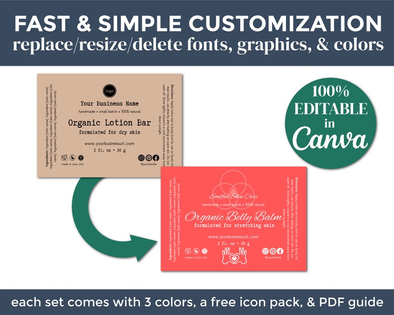 55 Skin Care Label Templates for Handmade Businesses - Etsy