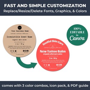 Round Label Template for Tins and Jars editable in Canva DIY Skin Care ...