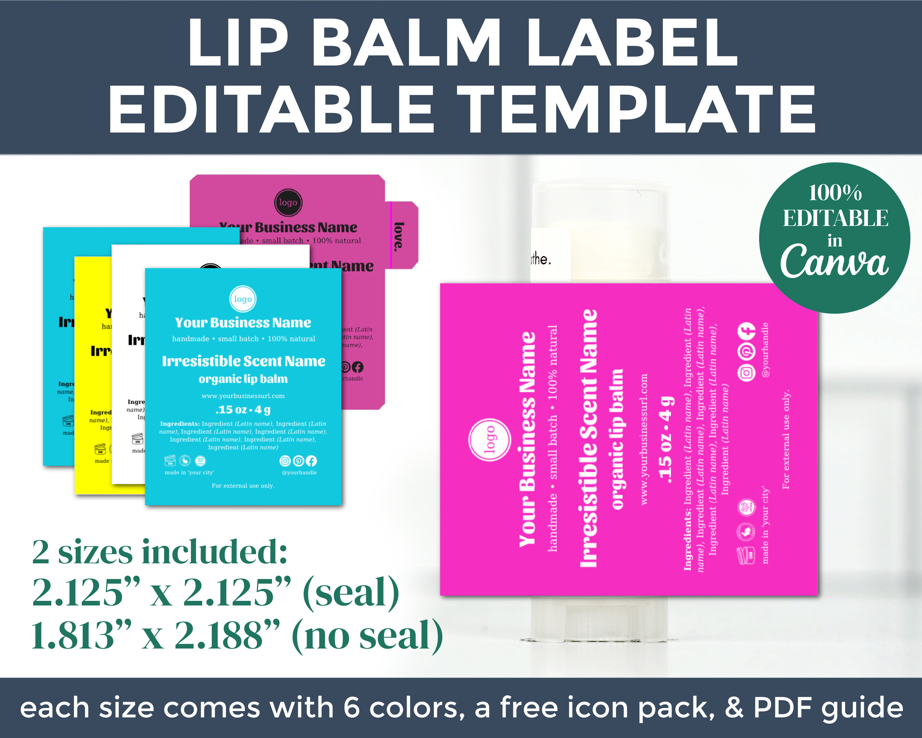 Editable Lip Balm Label Template DIY Skin Care Label With - Etsy