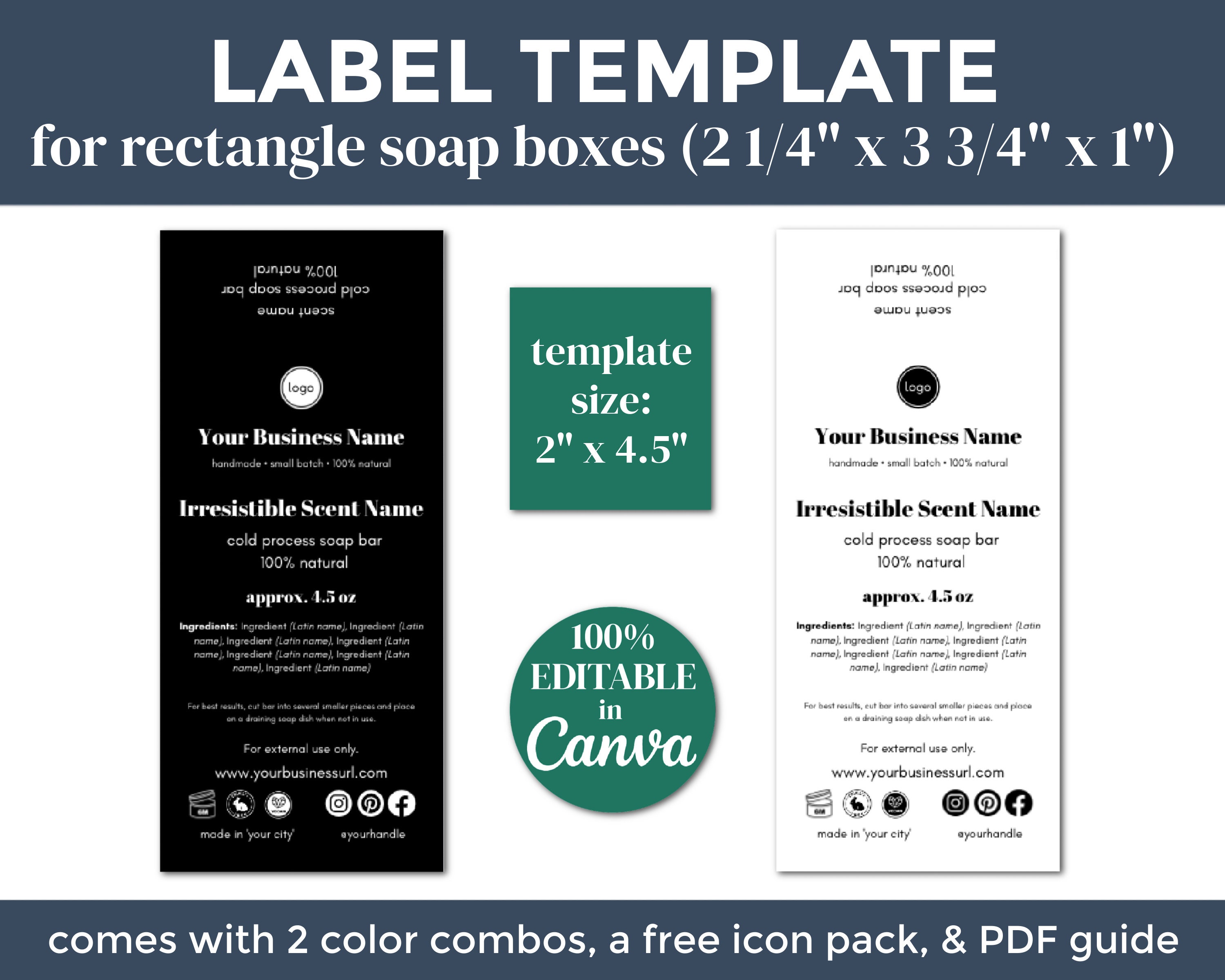 Soap Box Label Template, Editable in Canva DIY Skin Care Label for ...