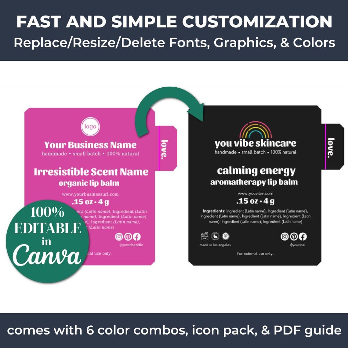 11 Neon Skin Care Label Templates (editable in Canva) • DIY Labels for ...