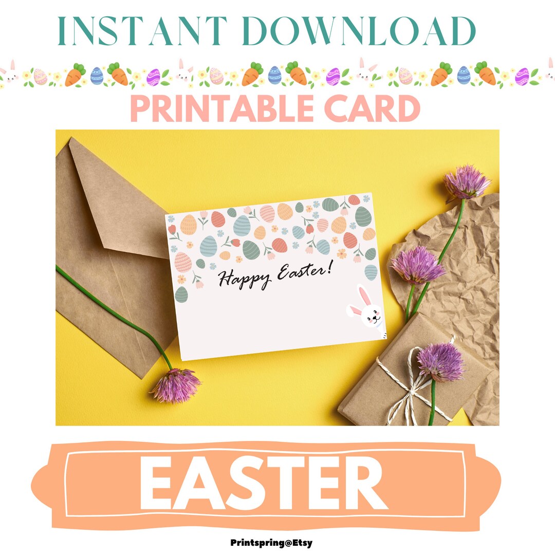 Printable Easter Card Instant Digital Download, 5x7 Folding Card, Blank ...