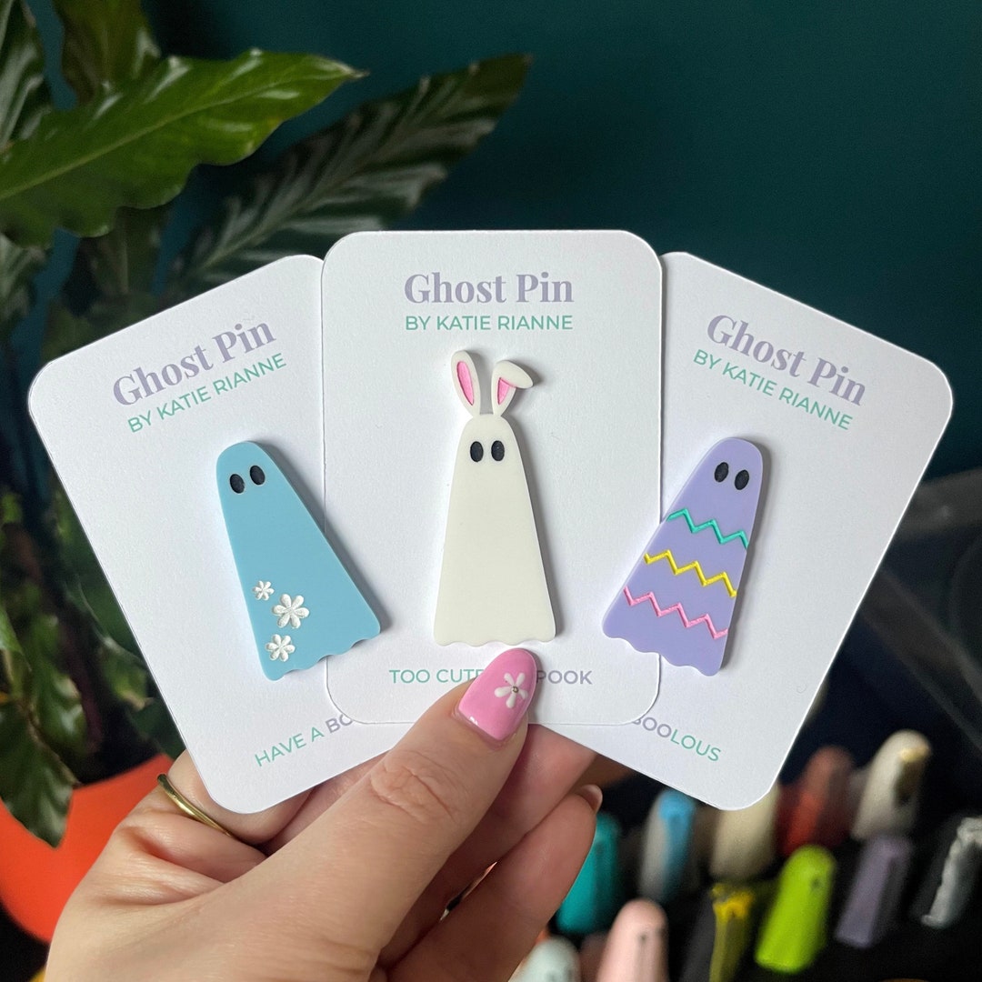 Ghost Pins, Easter Ghost Pin, Spring Ghost Pin, Spooky Pins, Spooky ...