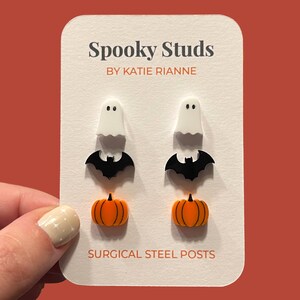 Spooky Stud Earrings | Halloween Earrings | Bat Earrings | Pumpkin ...