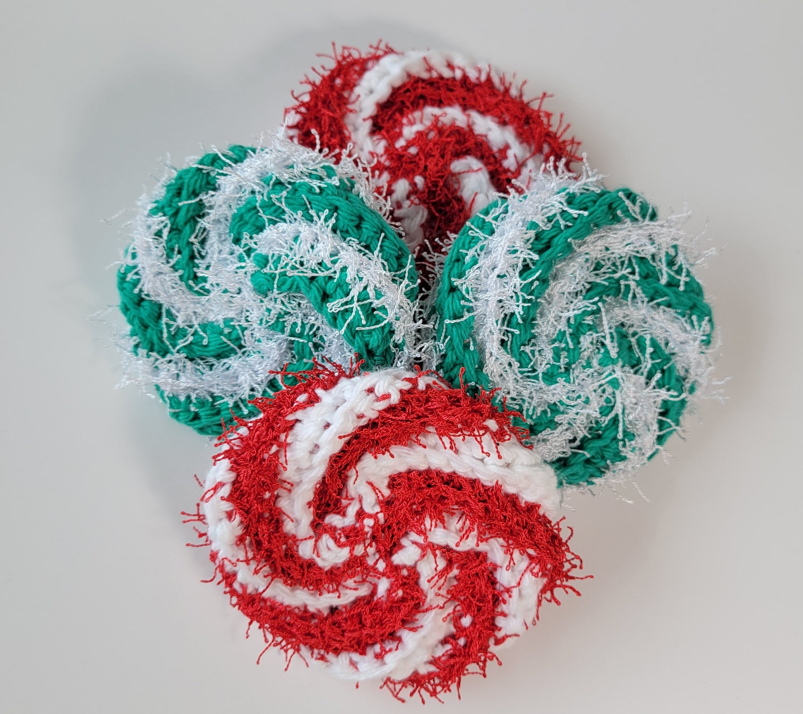 Christmas Kitchen Scrubby Set, Red, Green and White Pot Scrubber Set of ...