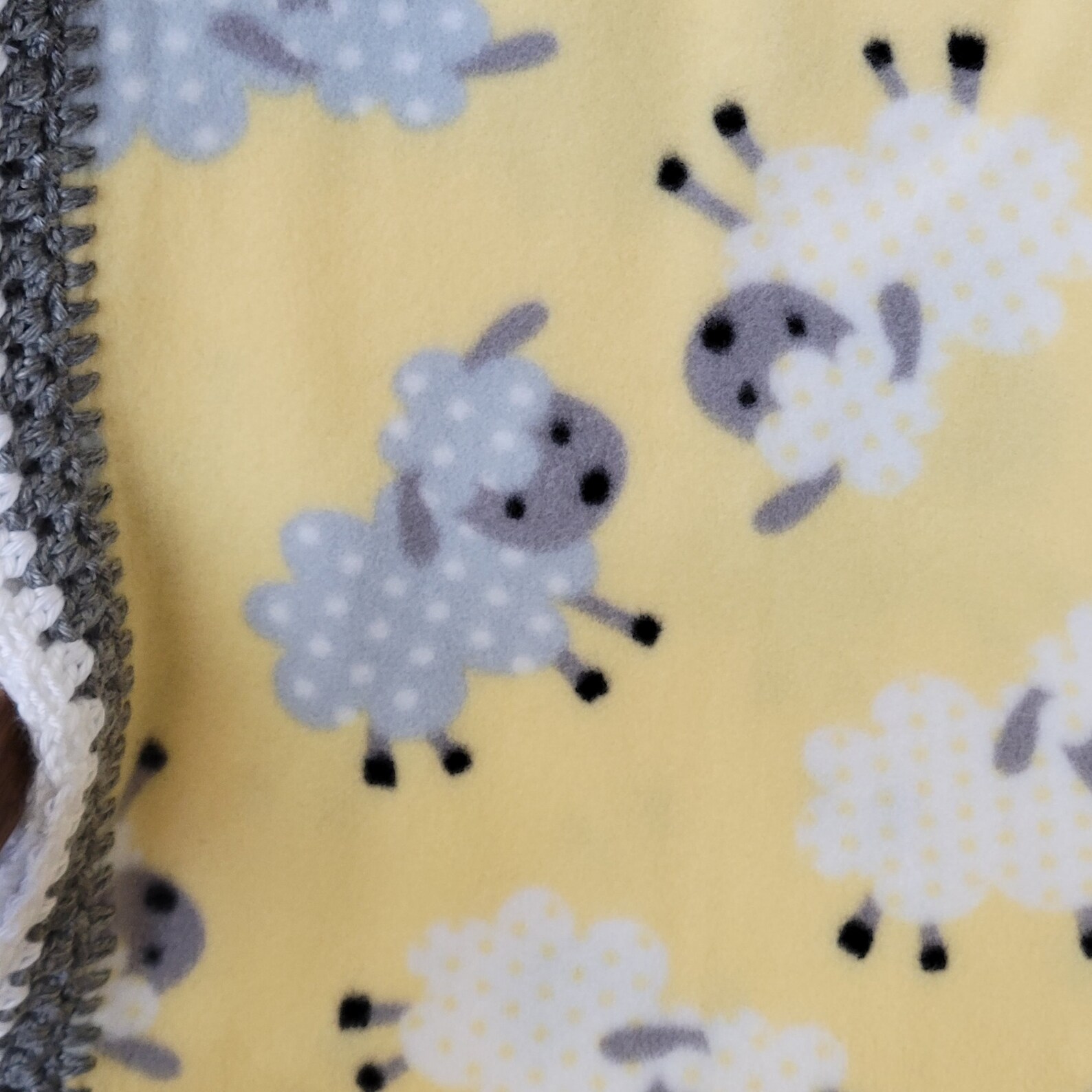 Sheep Print Fleece Baby/toddler Blanket With Crocheted Trim, Child's ...