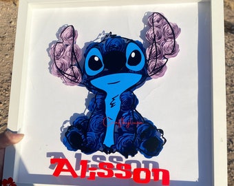 Stitch Paper Flower Shadow Box Wall Decor Flower Box Personalized Gift ...