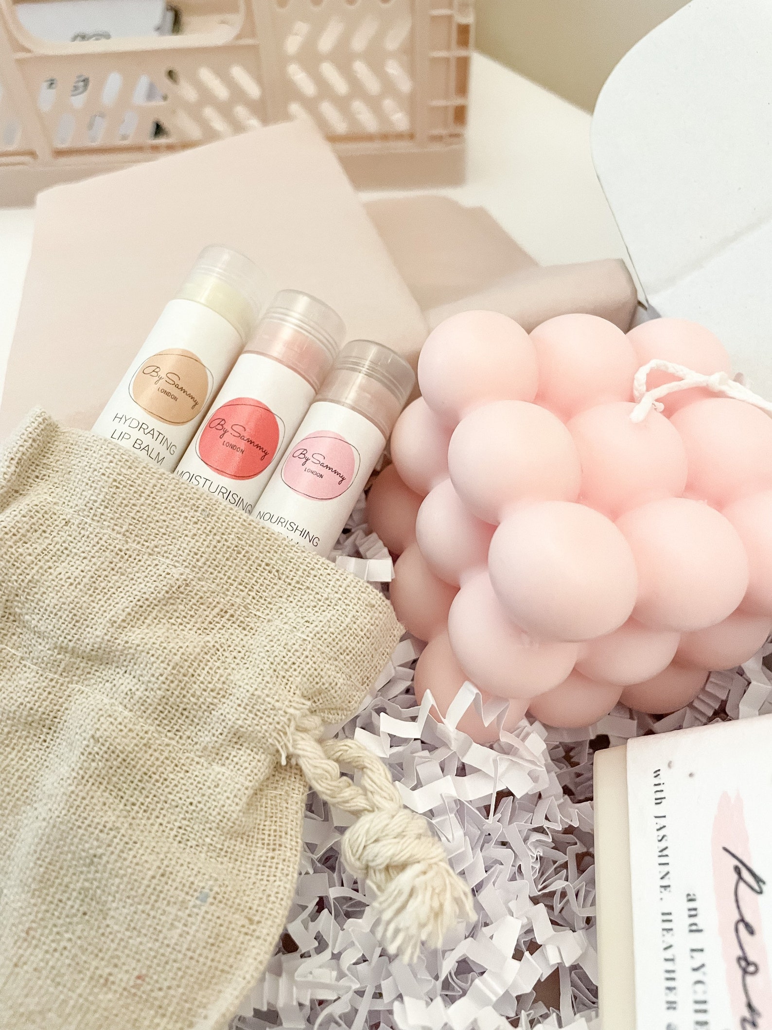 Pink Themed Gift Box Pink Bubble Candle Peony Soap Lip - Etsy UK