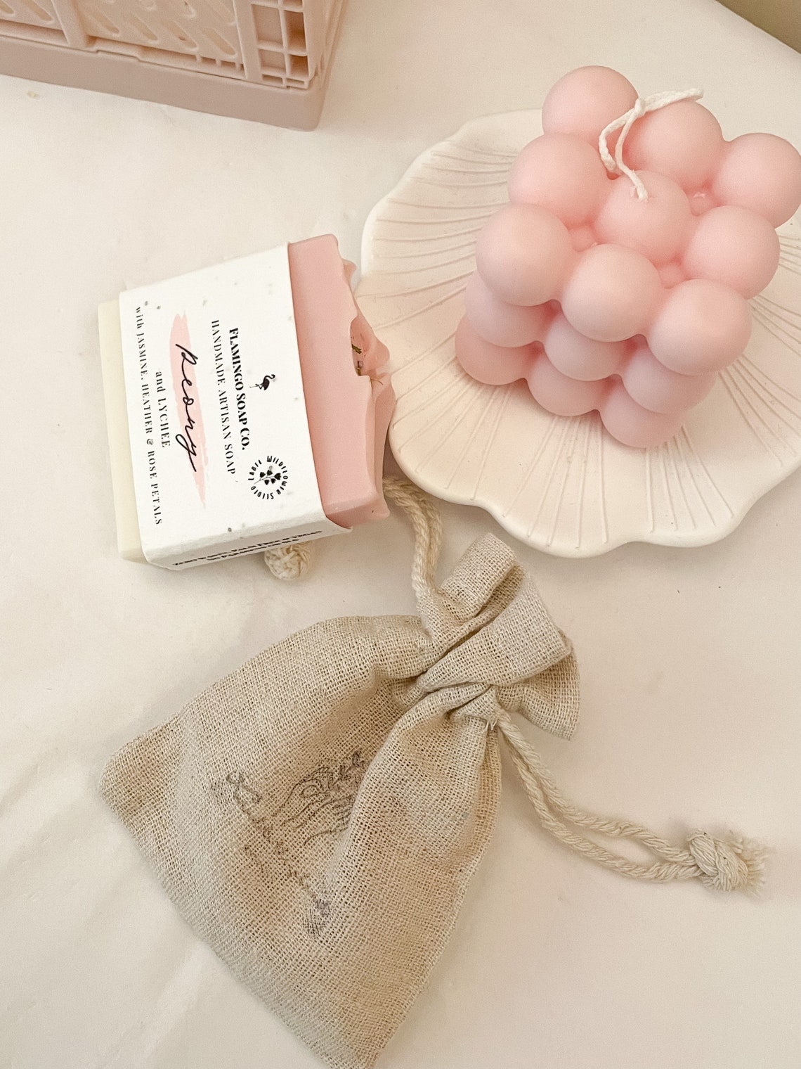 Pink Themed Gift Box Pink Bubble Candle Peony Soap Lip - Etsy UK