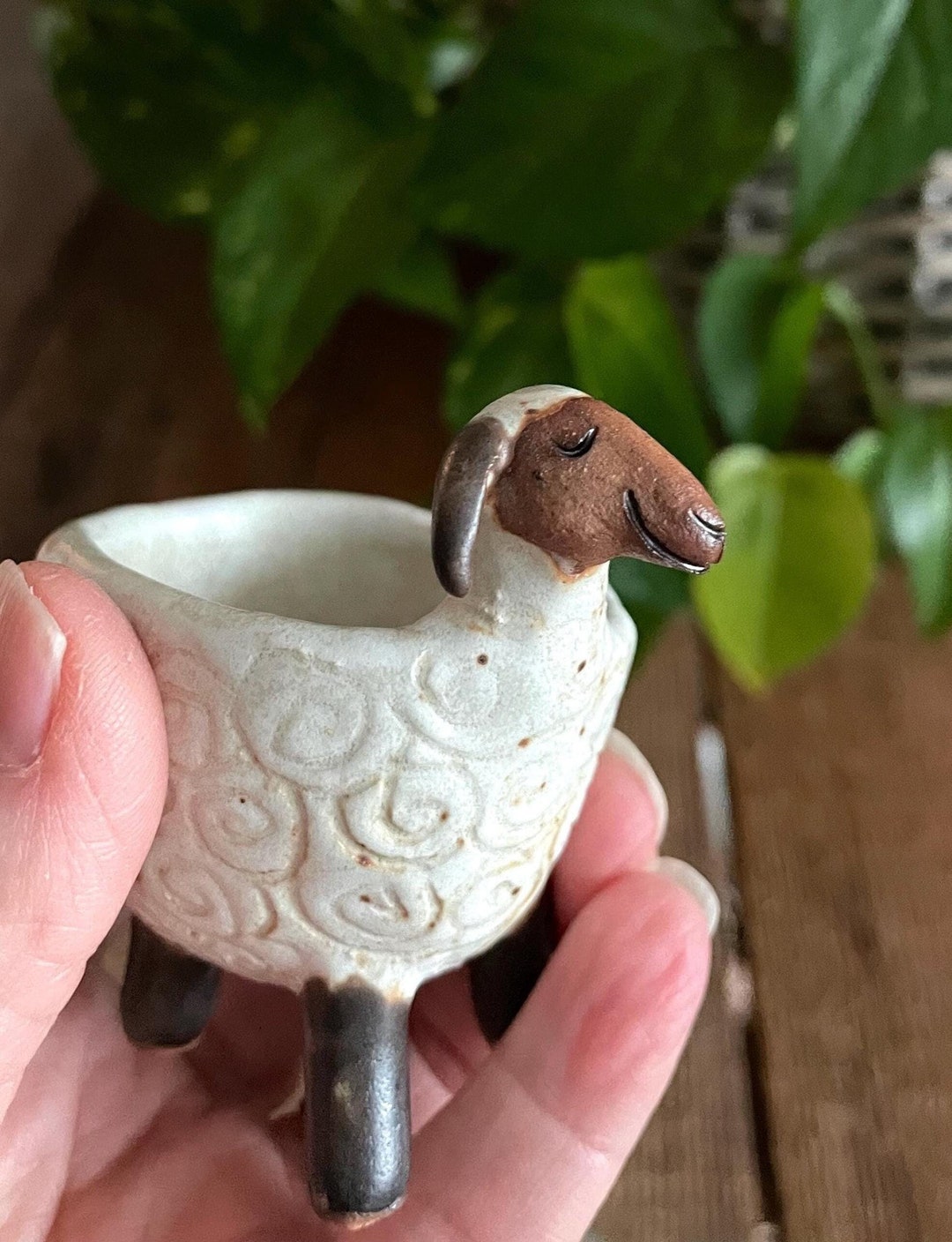 Handmade Sheep Lamb Figurine Trinket Dish Tiny Planter Ceramics ...