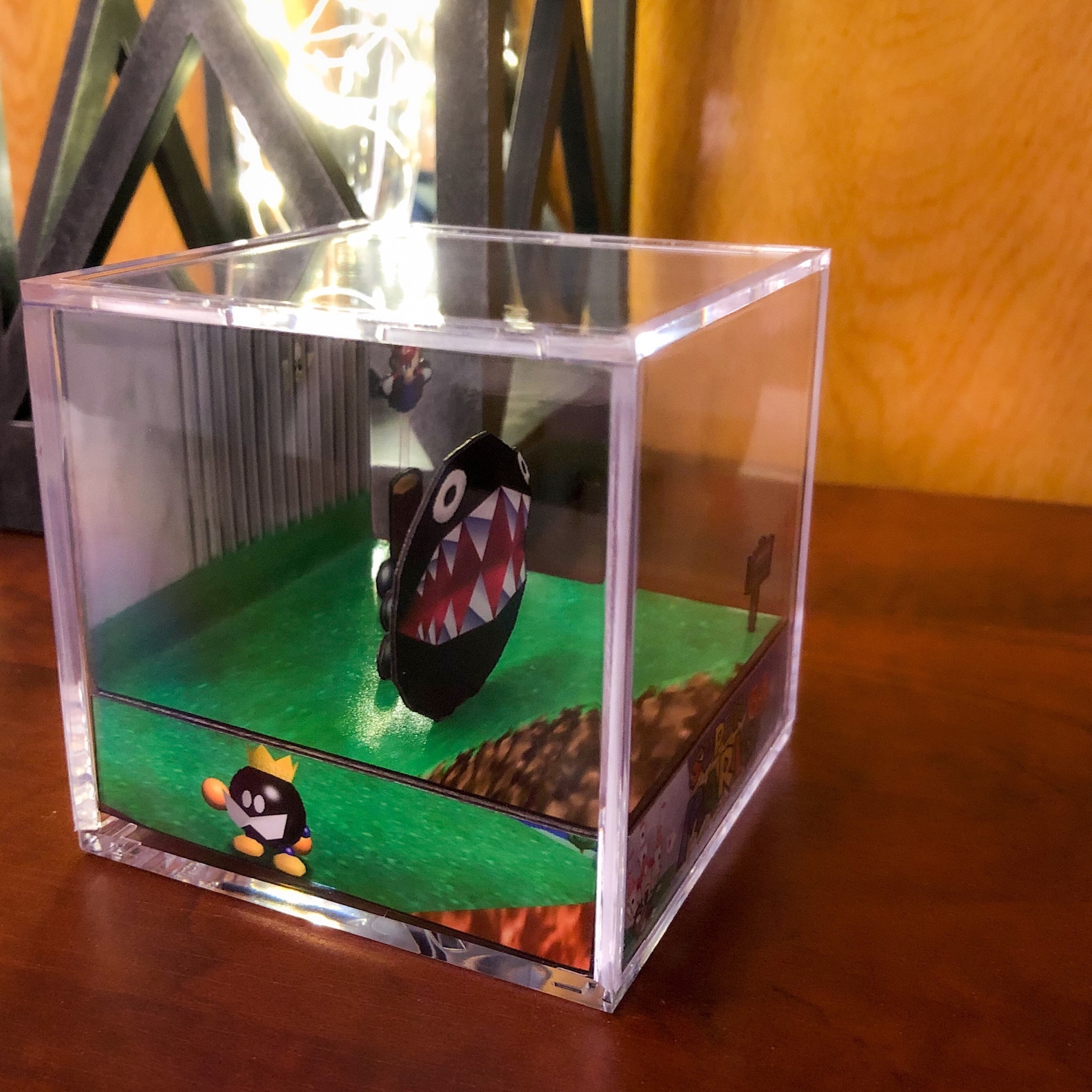 Super Mario 64 Diorama Cube: Chain Chomp Video Game Room Decoration ...