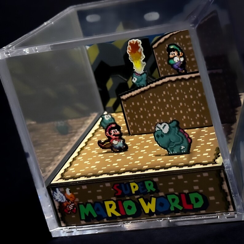 Super Mario World Diorama Cube Chocolate Island Video Game - Etsy