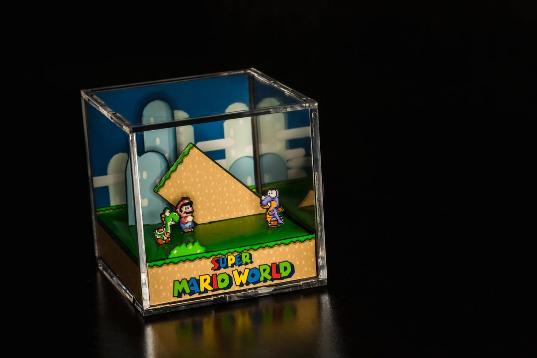 Super Mario World Diorama Cube - Video Game Room Decoration SNES - Etsy